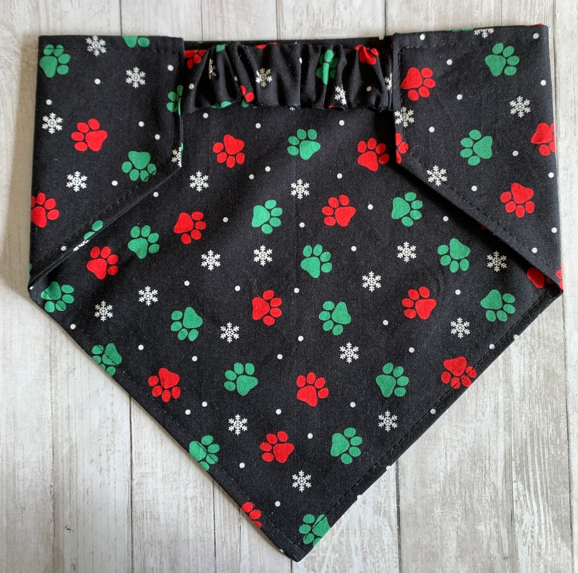 Dog Bandana, Holiday Paw Prints, Elastic Pet Bandana, Scrunchie Dog ...