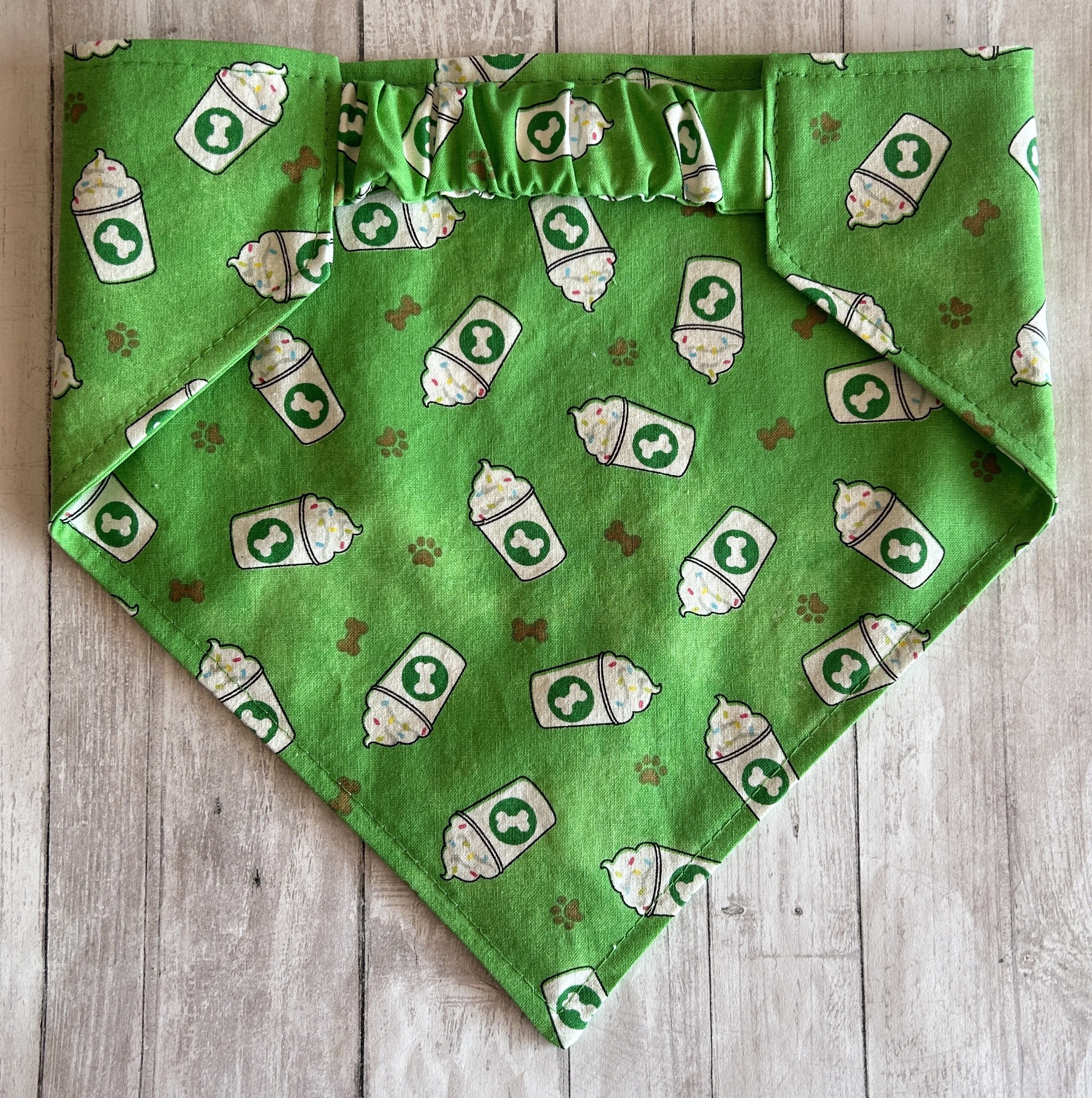 Dog Bandana, Pup Cup Run, Elastic Pet Bandana, Scrunchie Dog Bandana ...