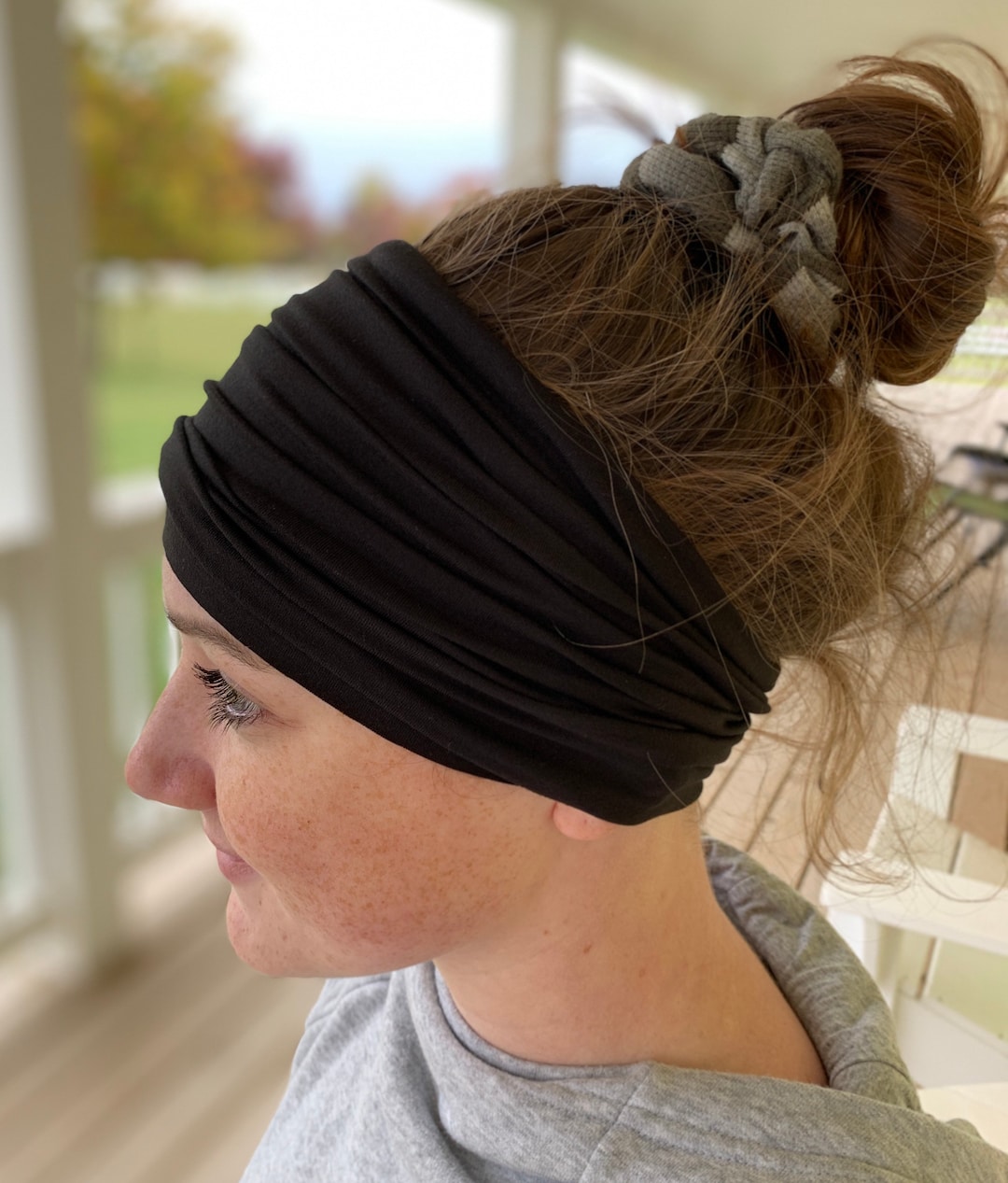 Tube Headband, Black as Night, Headbands for Women, Wide Headband, Mom ...