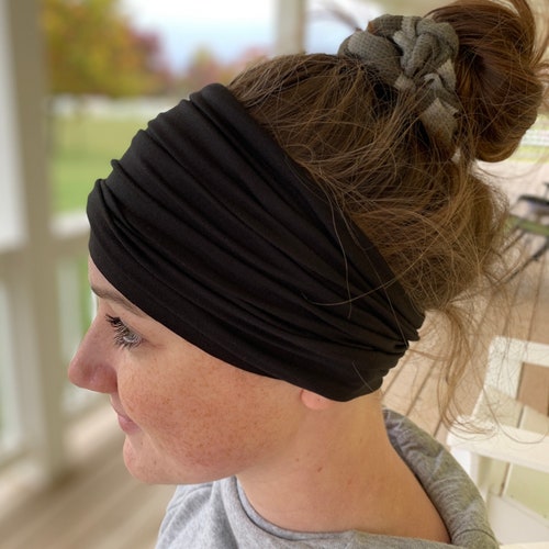 Tube Headband Black as Night Headbands for Women Wide - Etsy