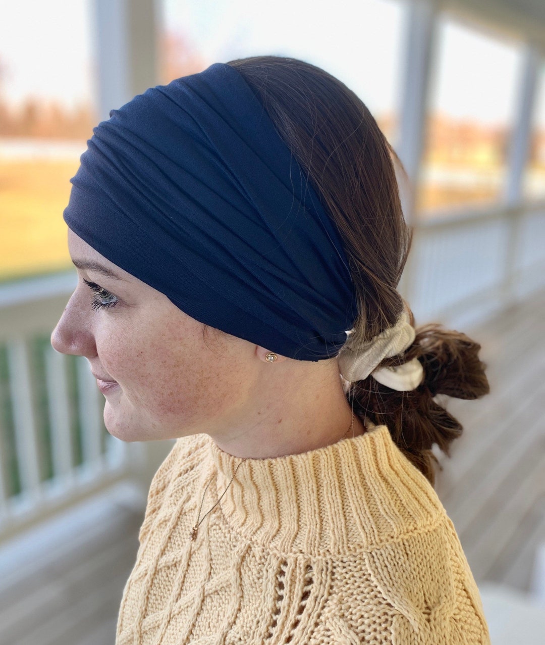 Tube Headband Navy Jones’ Locker, Headbands for Women, Wide Headband ...