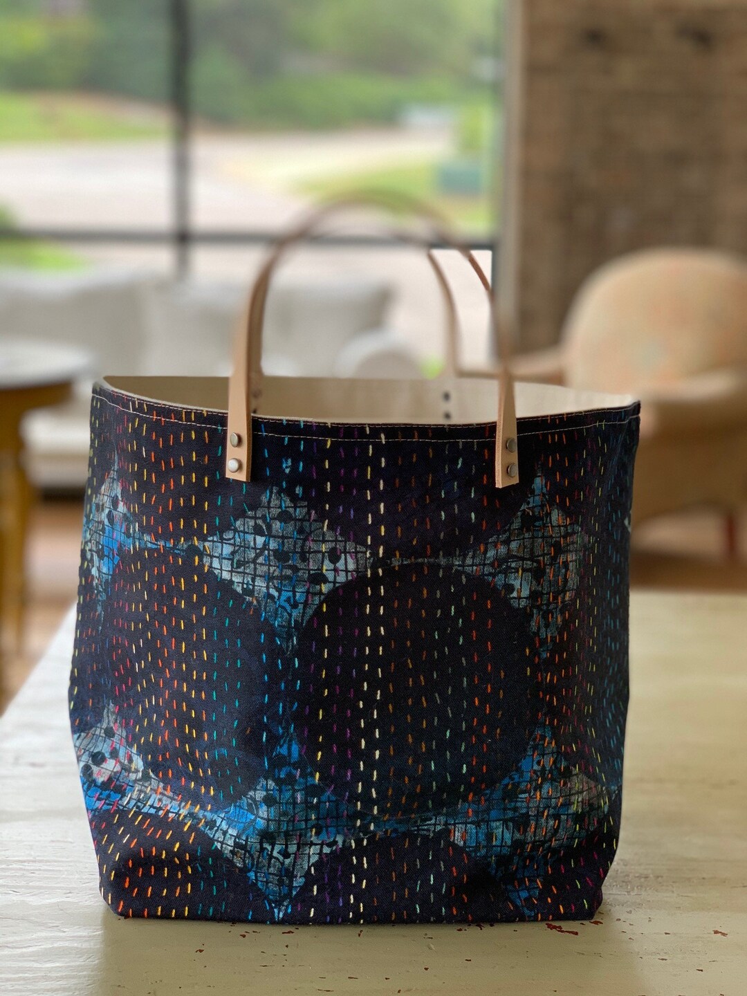 Blue Dot Bucket Bag by 65 South - Knitting Project Bag - Curiosity ...