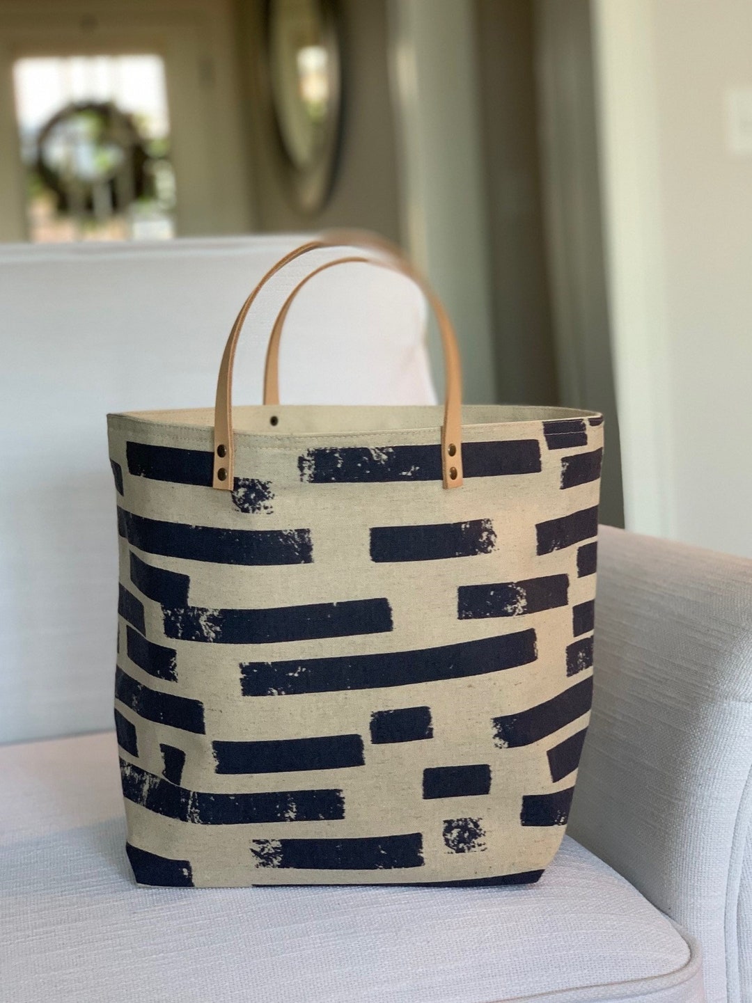 Navy on Natural Washi Tape Bucket Bag by 65 South - Knitting Project ...