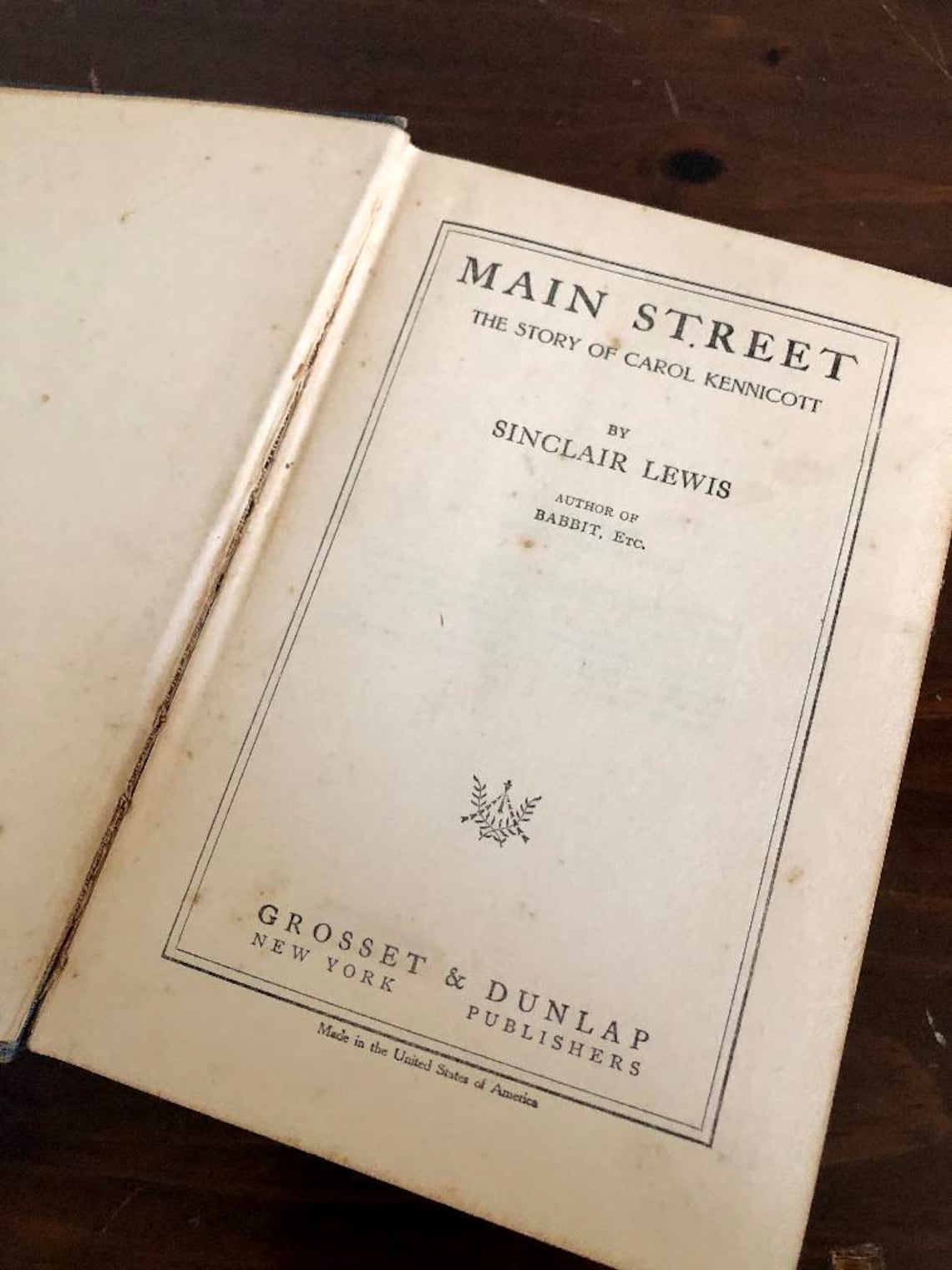 Main Street - Sinclair Lewis Vintage Book - Etsy