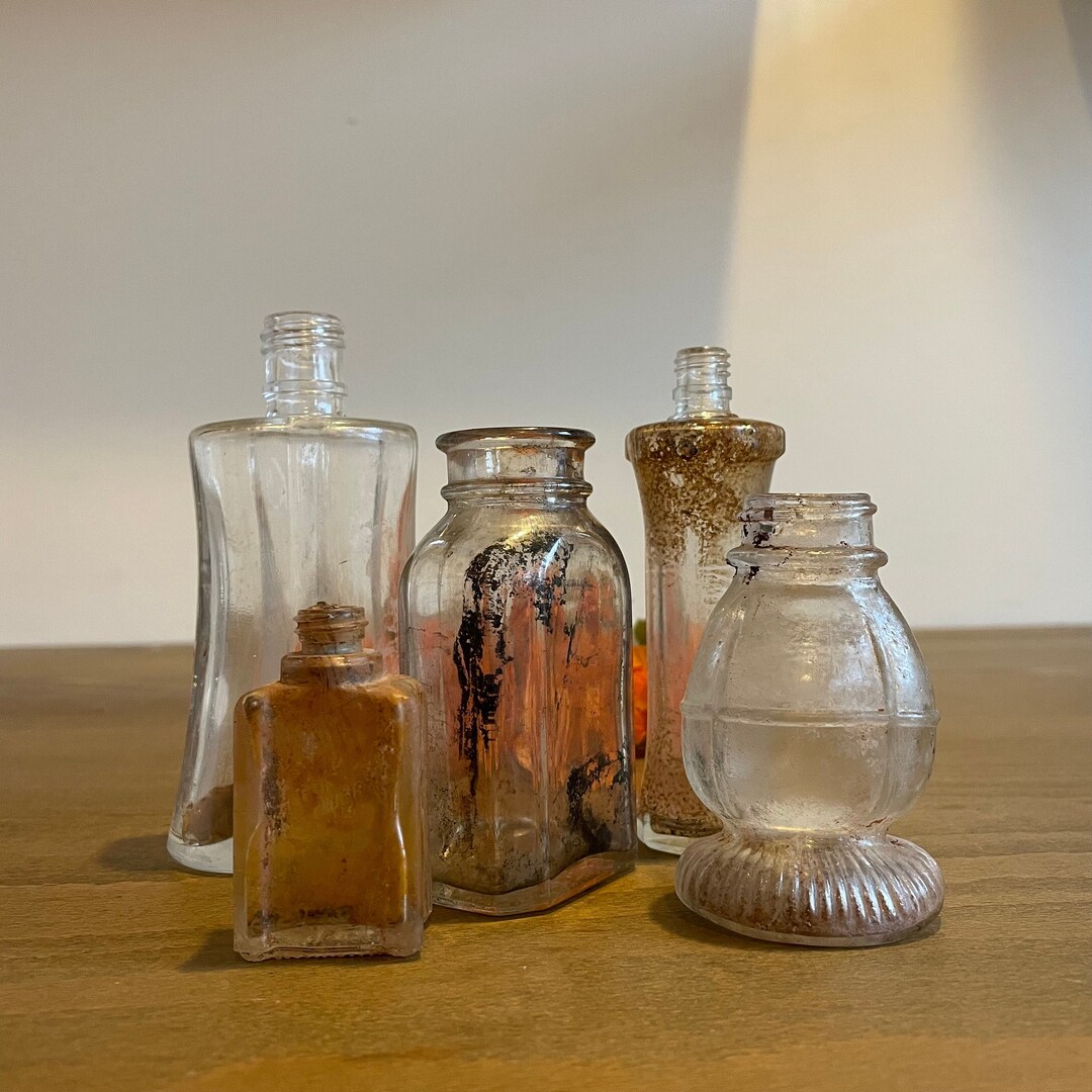 Set of 5 Vintage Clear Glass Dug Bottles | Medicine | Apothecary ...