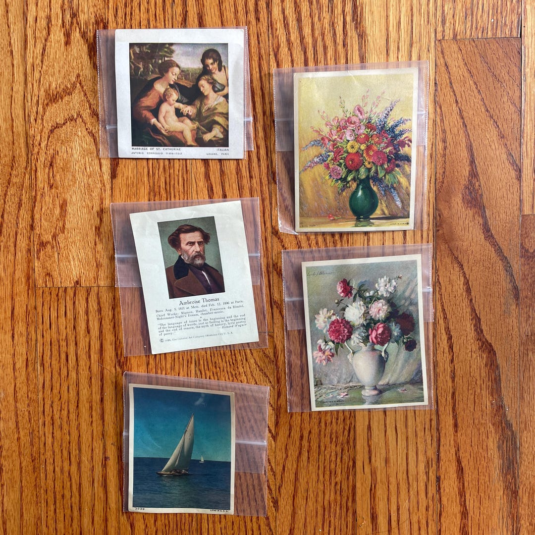 Set of 5 Assorted Vintage Litho Prints Note Cards Scrapbook Junk ...