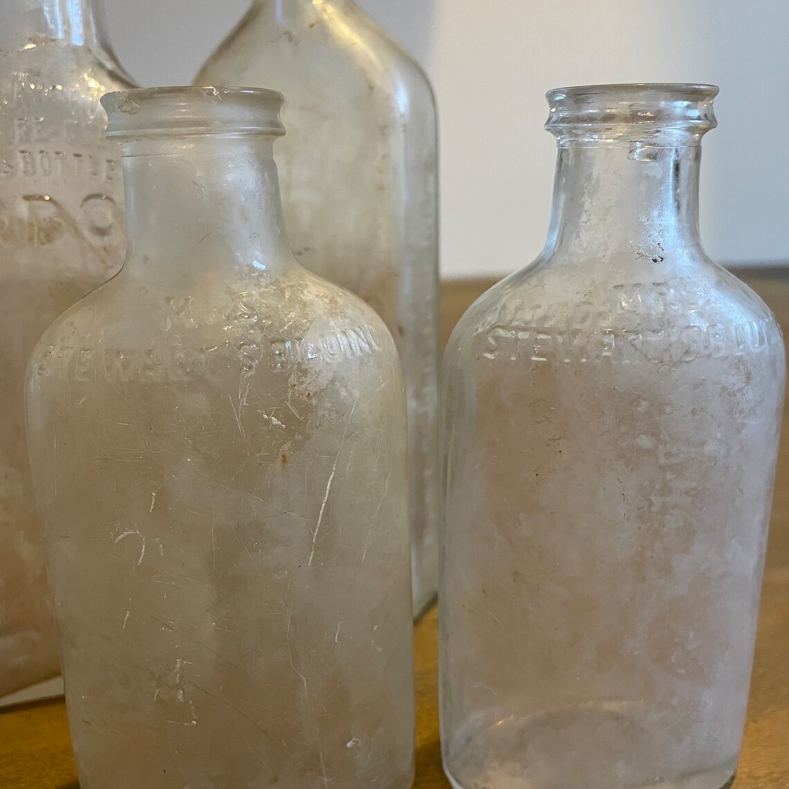 Set of 4 Vintage Glass Medicine Apothecary Bottles | Dug Bottle - Etsy