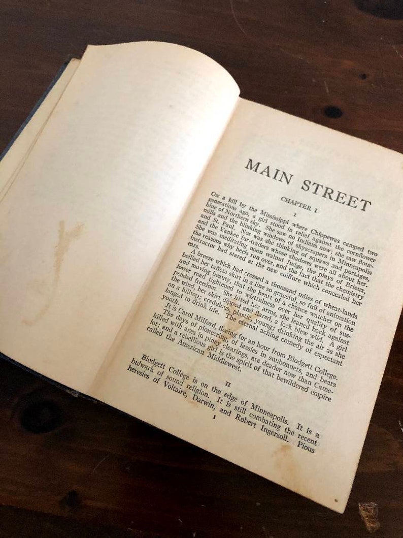 Main Street - Sinclair Lewis Vintage Book - Etsy