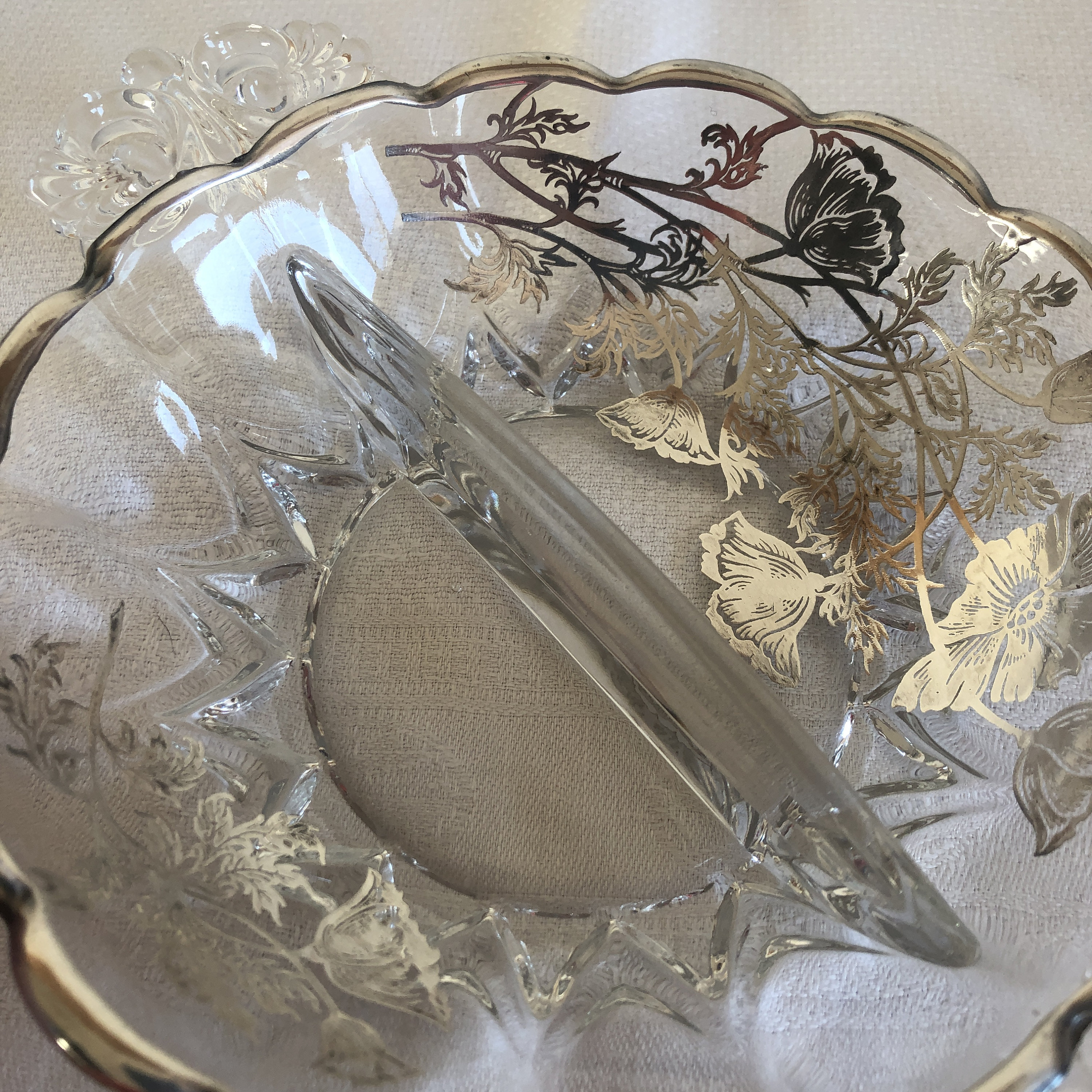 Vintage Silver City Glass Bowl | Sterling Silver Rim & Poppy Overlay - Etsy