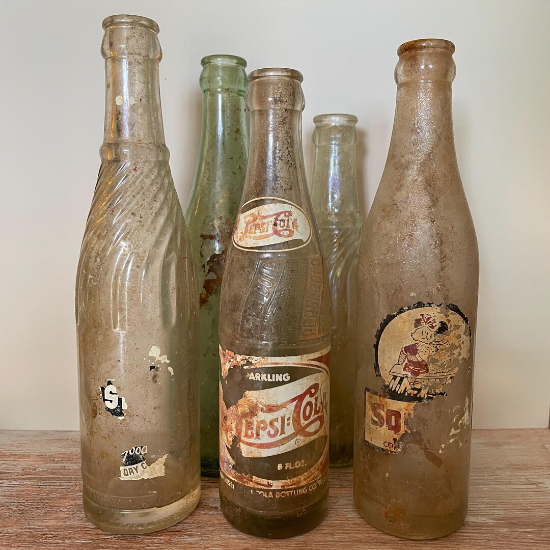 Vintage Glass Salvage Dug Soda Bottles - Etsy