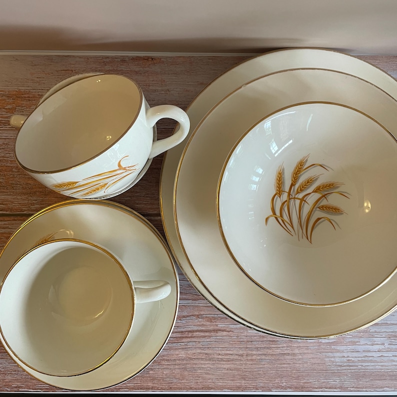 Vintage Golden Wheat Pattern China Piece Set Made in USA - Etsy