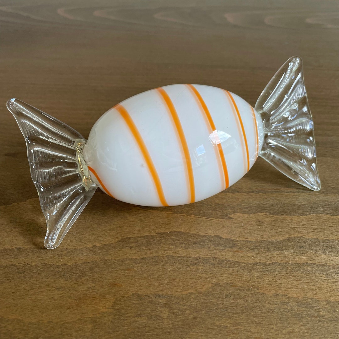 Vintage Art Glass Hard Candy Paperweight | Decorative Glass - Etsy