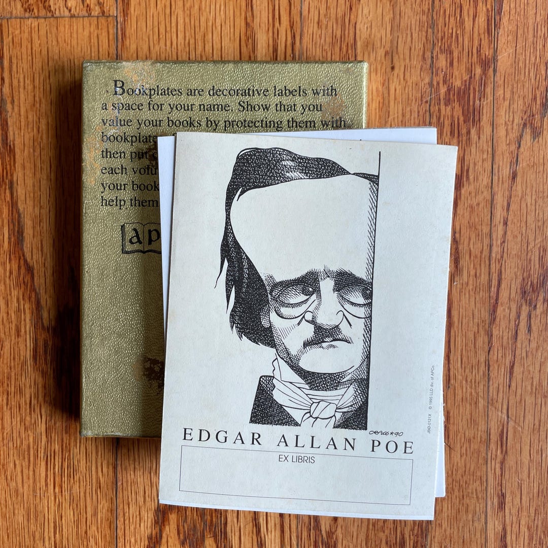 Vintage Largely Literary Edgar Allan Poe Book Plates Cards Notes - Etsy
