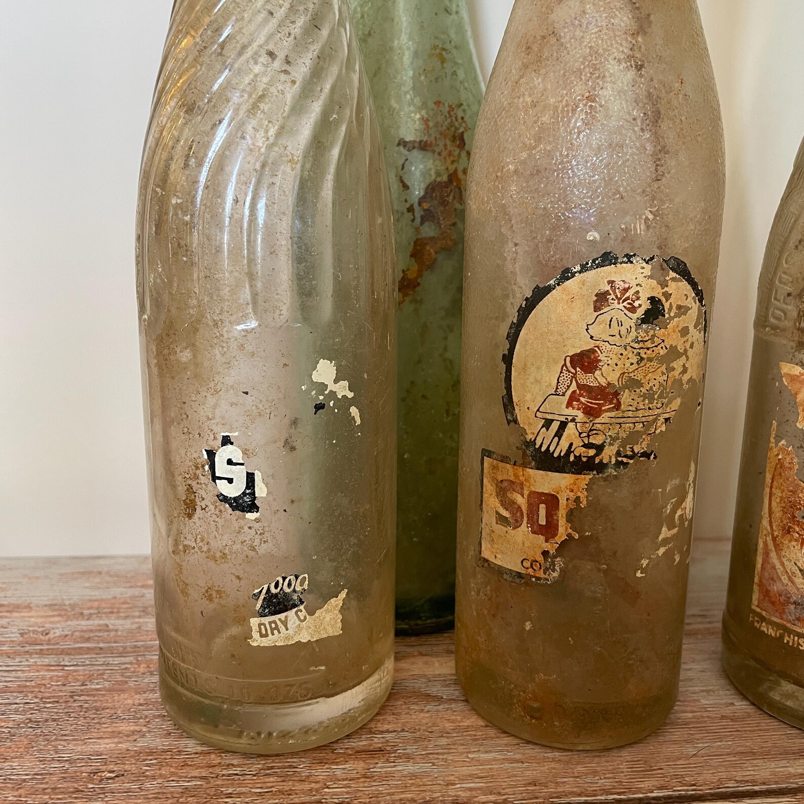 Vintage Glass Salvage Dug Soda Bottles - Etsy