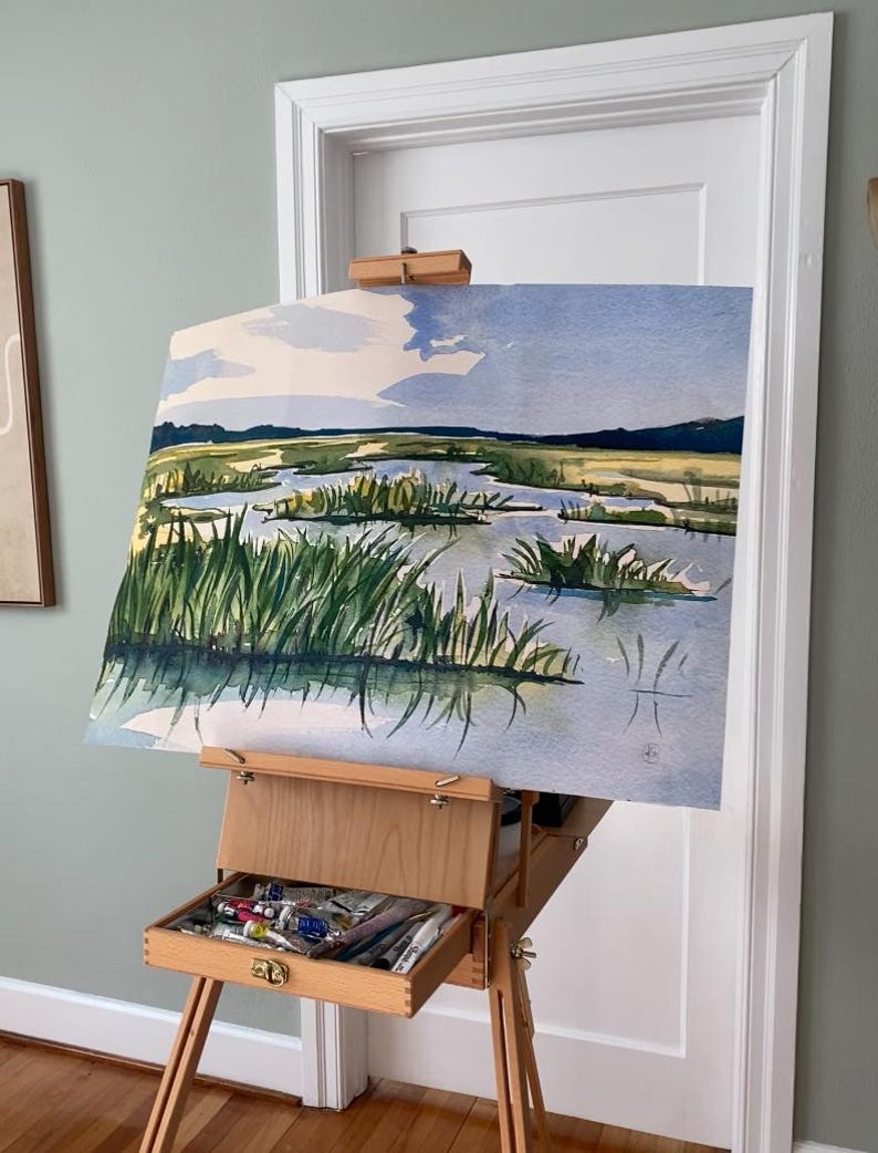 Watercolor Marsh Scene Print – Coastal Landscape Art – Nature Wall ...