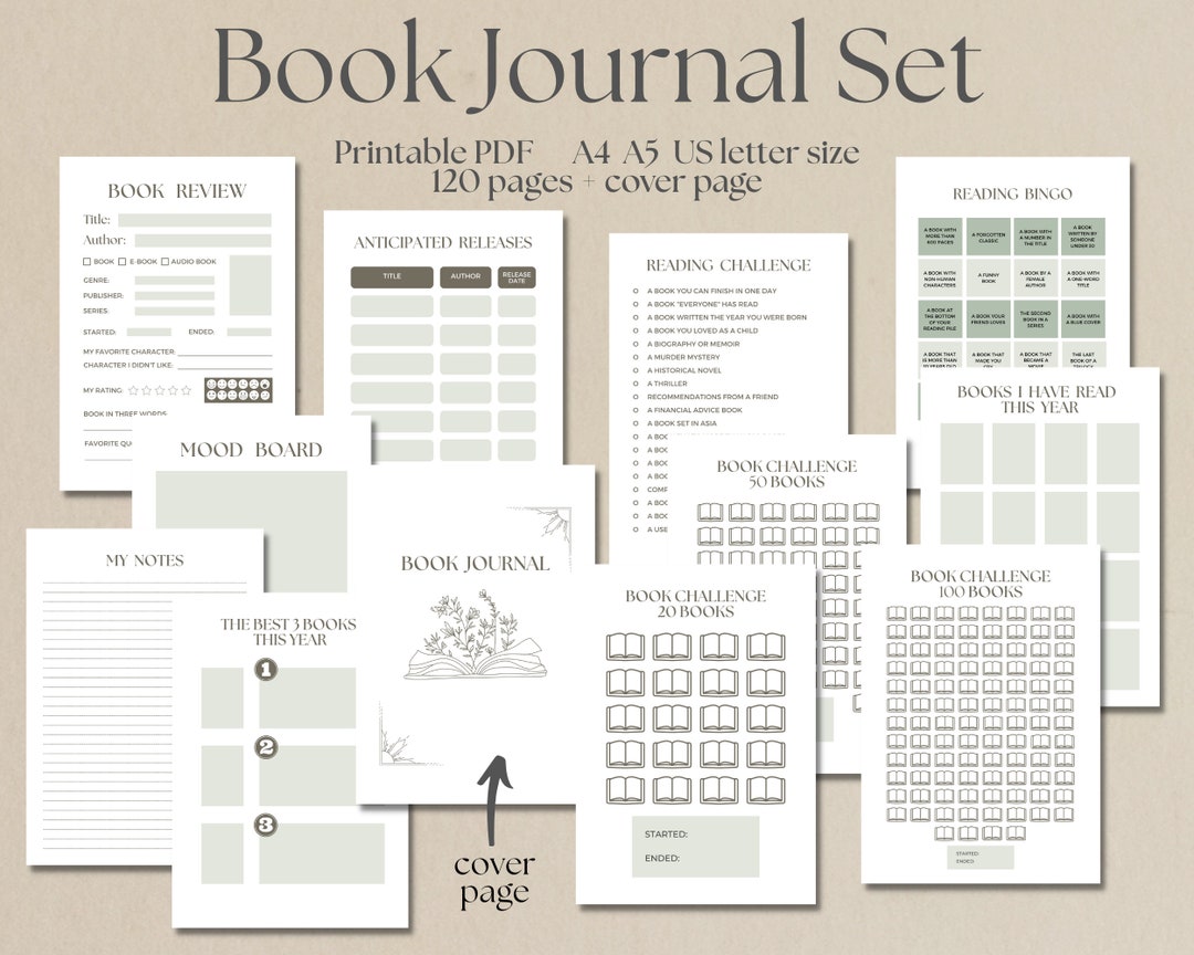 Themed Printable Reading Journal, Book Tracker, Reading Planner, Book ...