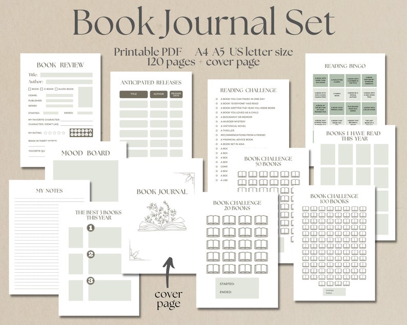 Themed Printable Reading Journal, Book Tracker, Reading Planner, Book ...