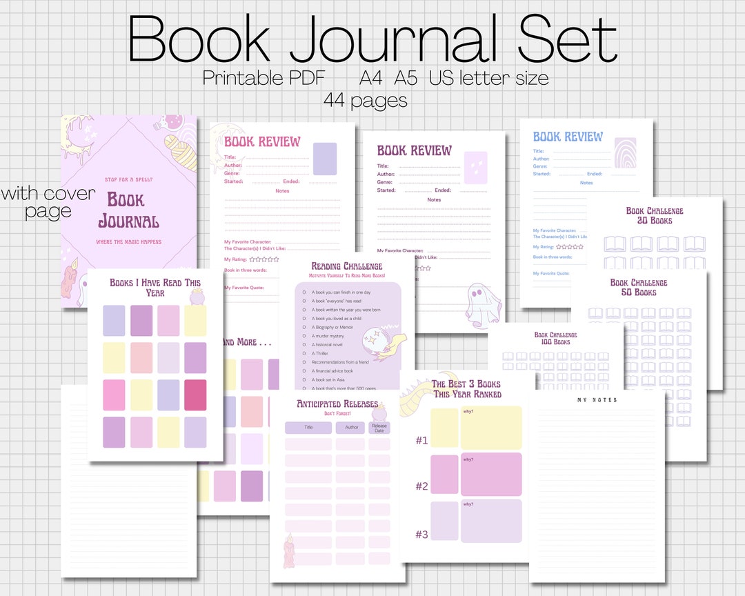Printable Reading Journal, Book Tracker, Reading Planner, Book Review ...