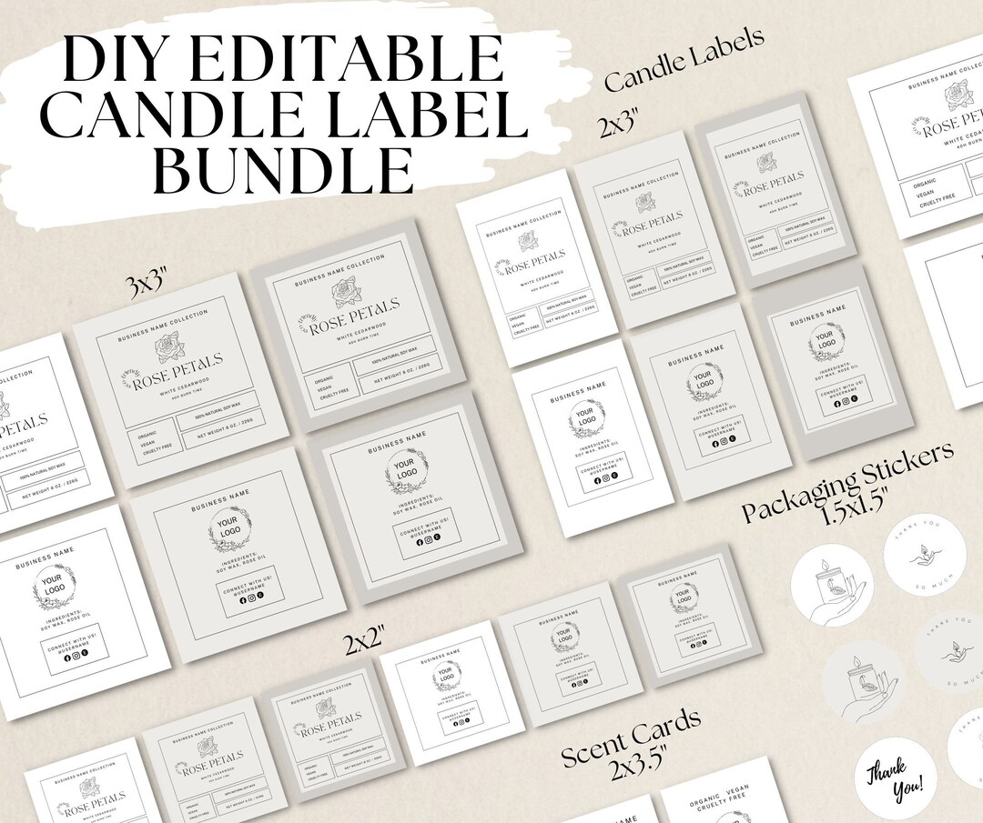 Editable Candle Business Bundle, Candle Business Cards, Candle Branding ...
