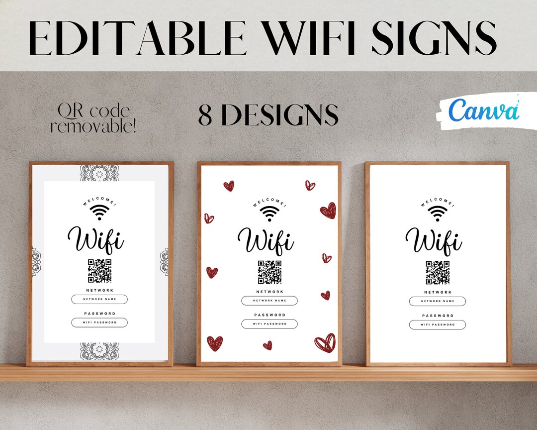 Wifi QR Code Sign Printable, Wifi Sign, Wifi Code, Wifi Password Sign ...