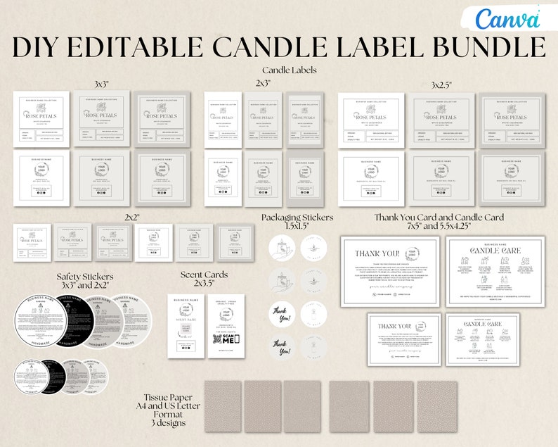 Editable Candle Business Bundle, Candle Business Cards, Candle Branding ...