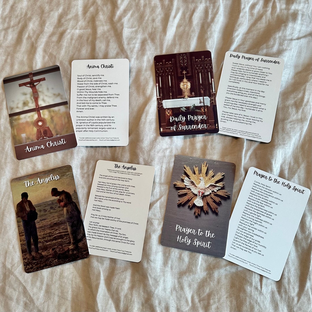 Prayer Cards | Set of 12 | Anima Christi | Holy Spirit | Angelus ...