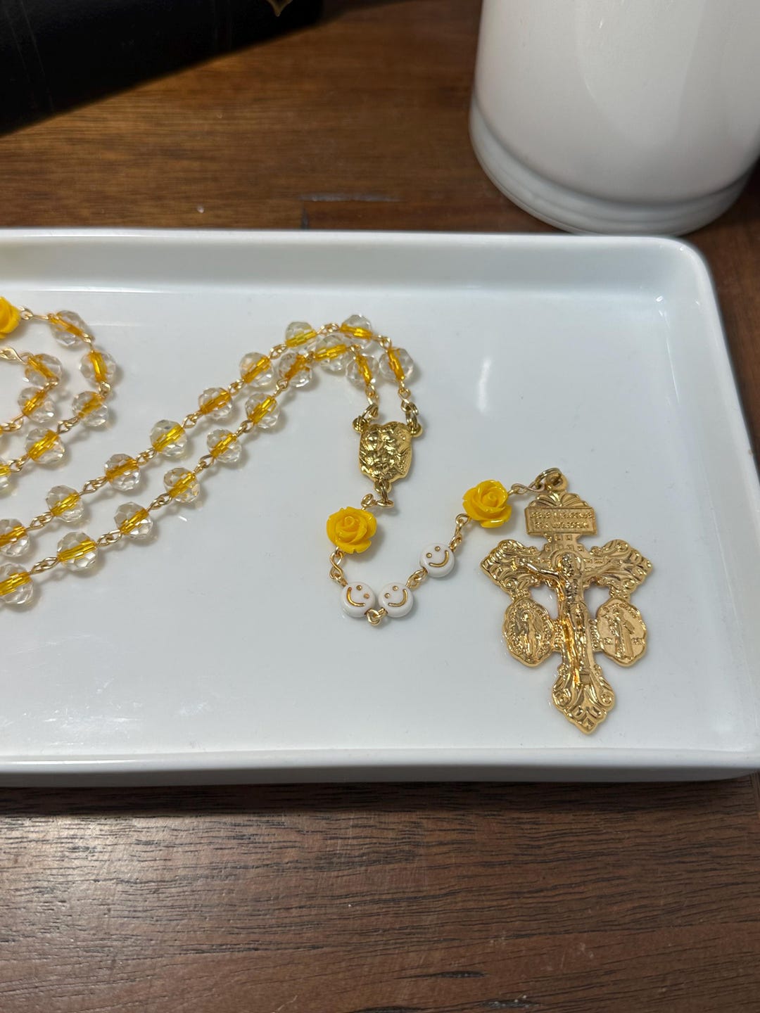 Mary, Cause of Our Joy Rosary | Smiley Face Rosary | Yellow Rosary ...