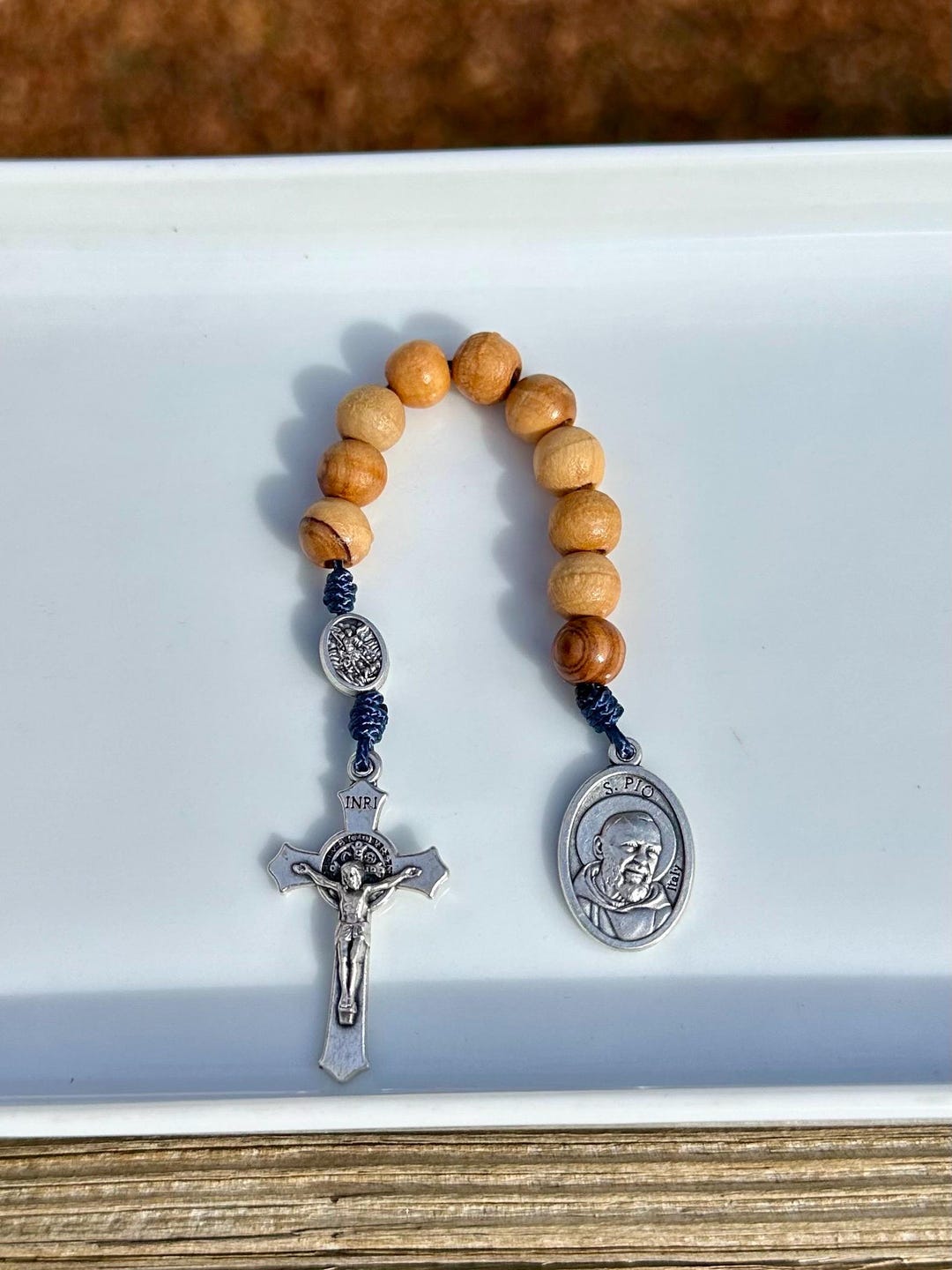 St. Padre Pio Decade Olive Wood Decade Rosary Decade Chain Pocket ...