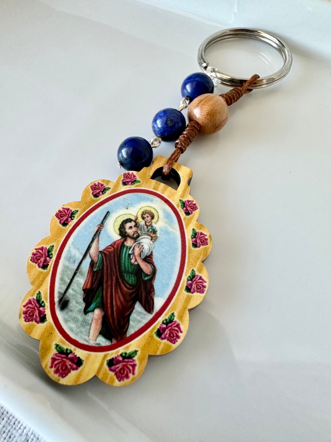 St. Christopher Keychain Three Hail Marys Devotion Catholic Keychain ...