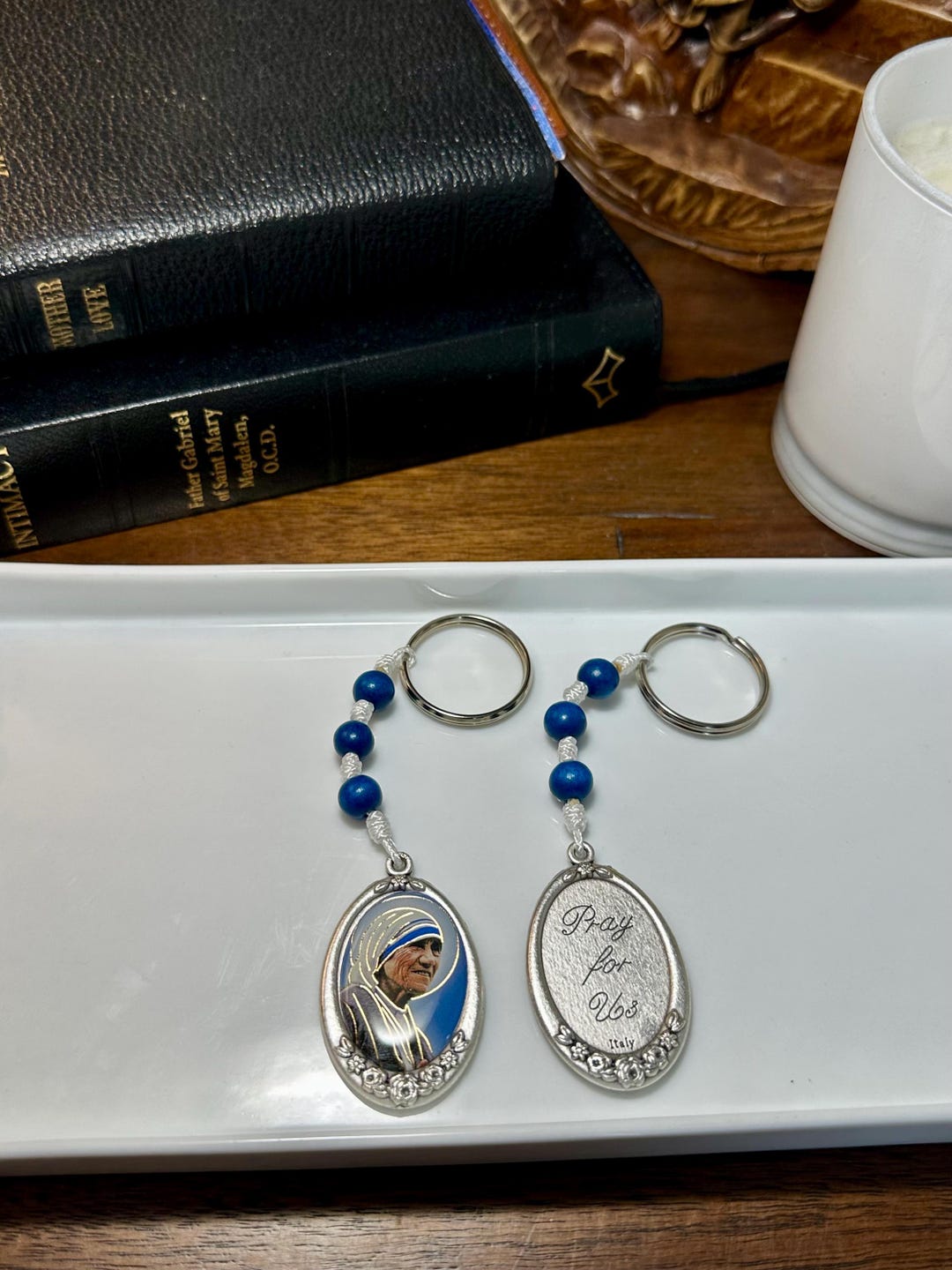 Mother Teresa of Calcutta Keychain | Three Hail Mary Keychain | Marian ...