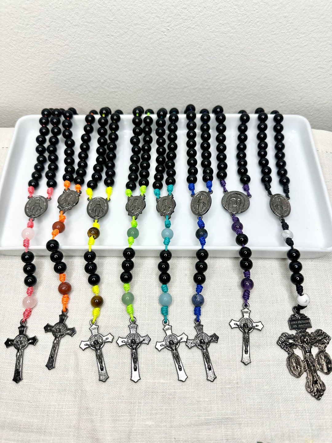 Microcord Neon Rosary | Miraculous Medal | Handmade | Custom | Catholic ...