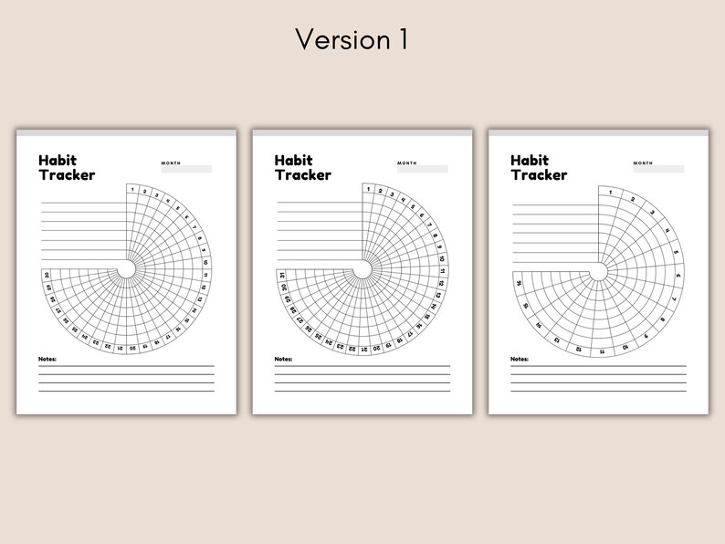 Monthly Habit Tracker Circle Printable. Editable, Fillable Productivity ...