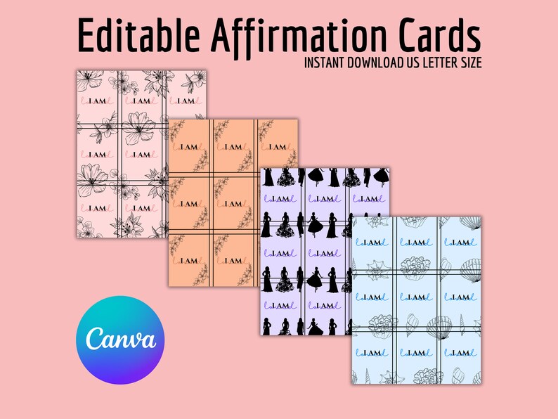 Editable Affirmation Cards. Blank Affirmation Card Pages. Pastel Mantra ...