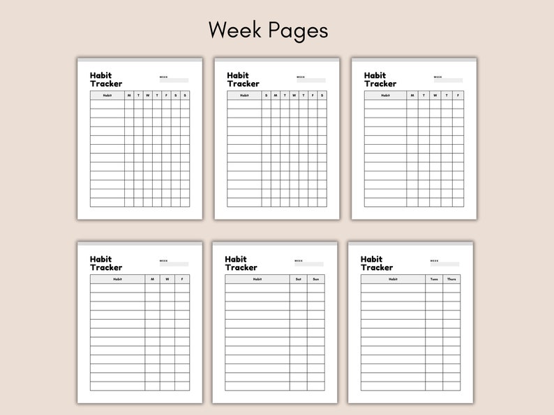 Editable Habit Tracker Printable Bundle. Weekly, Monthly, Yearly ...