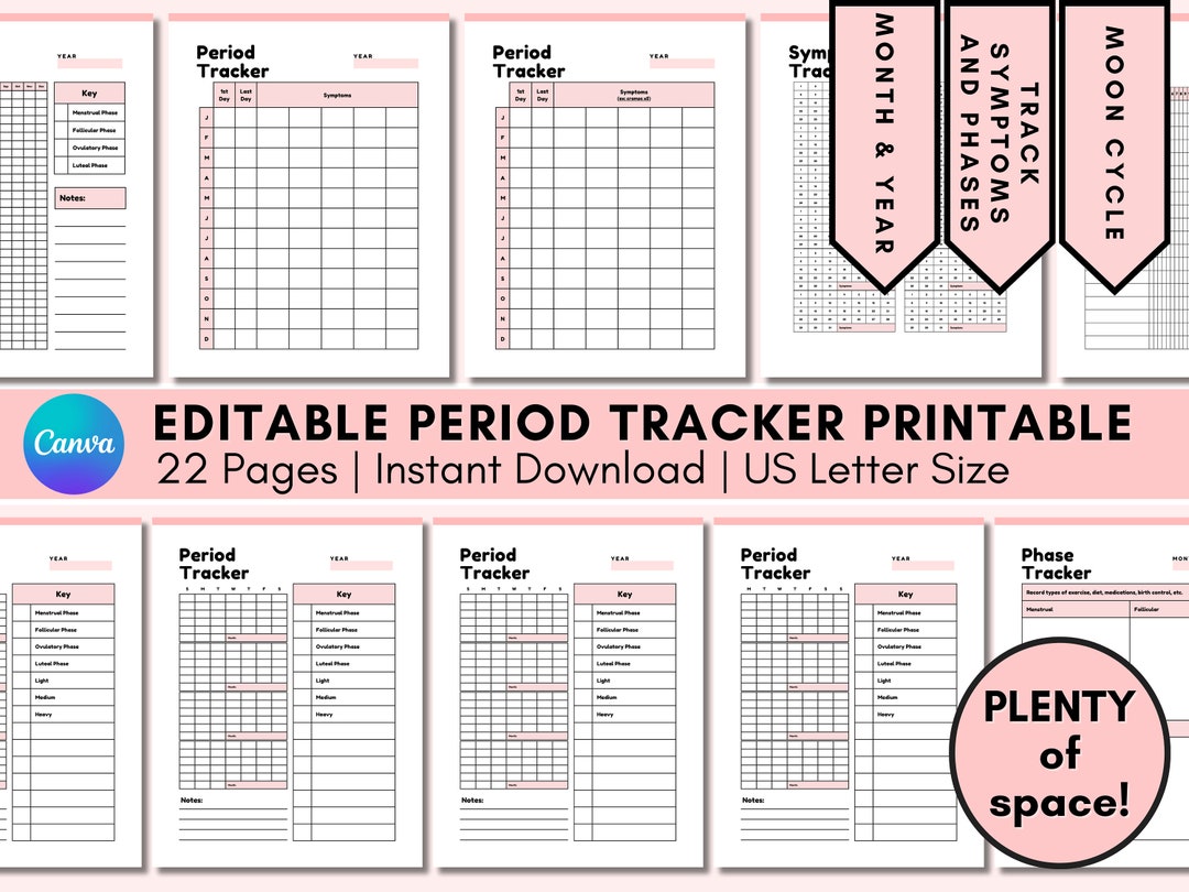 Editable Period Tracker. Track and Plan for Phases, Fertility, Flow ...