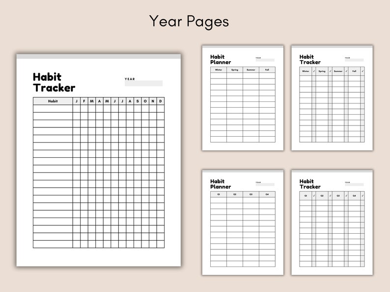 Editable Habit Tracker Printable Bundle. Weekly, Monthly, Yearly ...