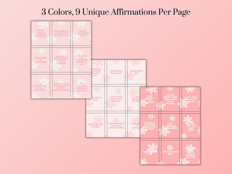 Self-love Affirmation Cards: Pink Floral Mantra Printable (digital ...