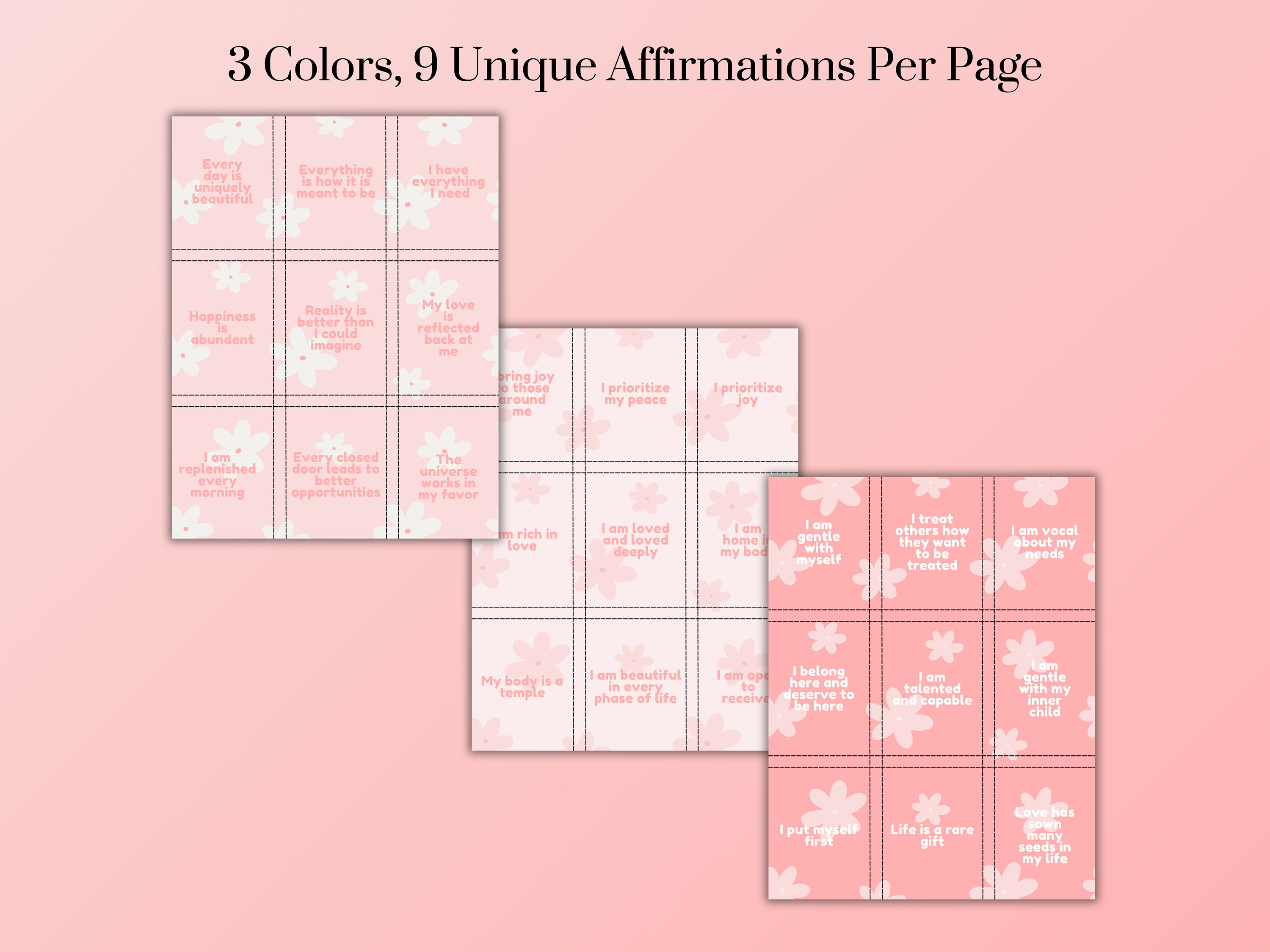 Self-love Affirmation Cards: Pink Floral Mantra Printable (digital ...