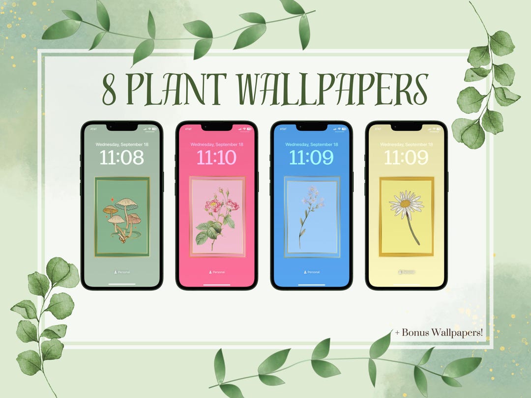 Botanical Phone Wallpapers: Mushroom & Flower Art (digital Download) - Etsy