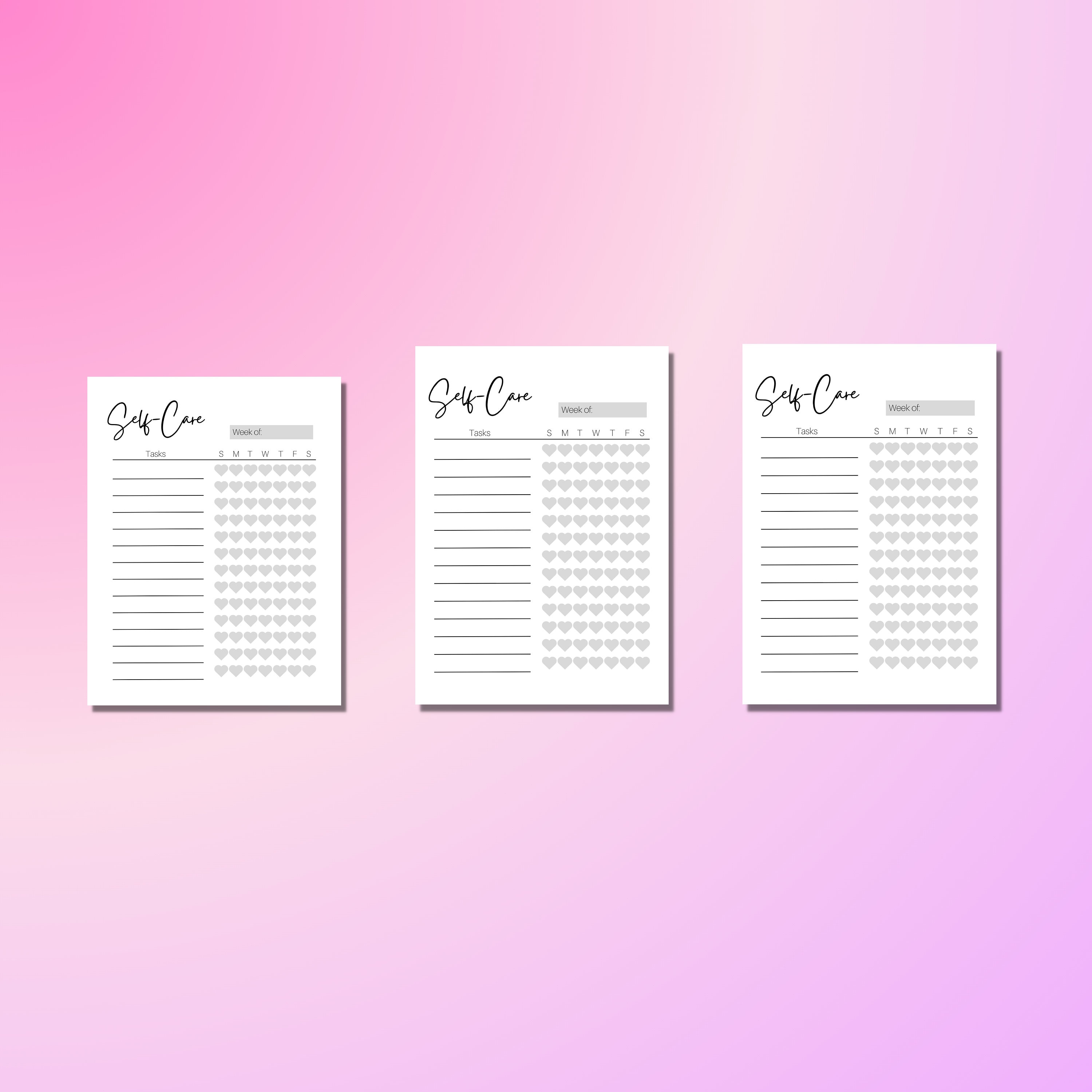 Love Heart Weekly Self Care Checklist, Printable Habit Tracker, Cute ...