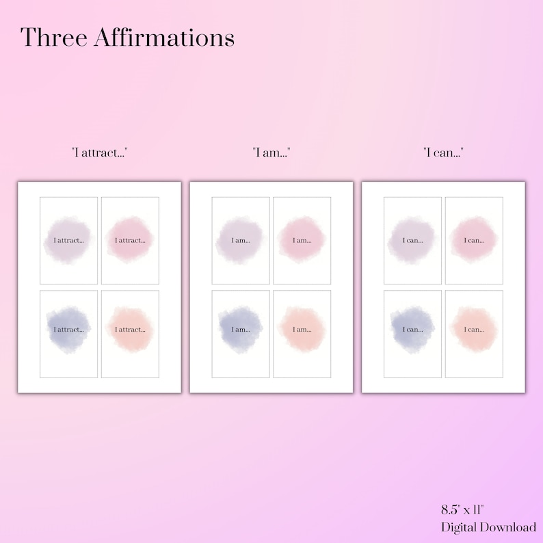 Pastel Watercolor Affirmation Cards: Printable Blank Prompts (PDF) - Etsy