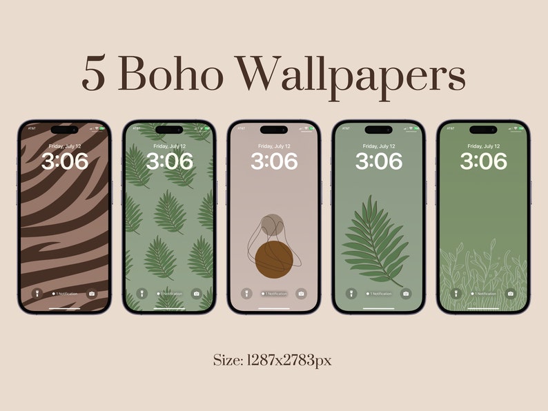 Boho Phone Wallpaper Bundle, iPhone Lock Screen Digital Download ...