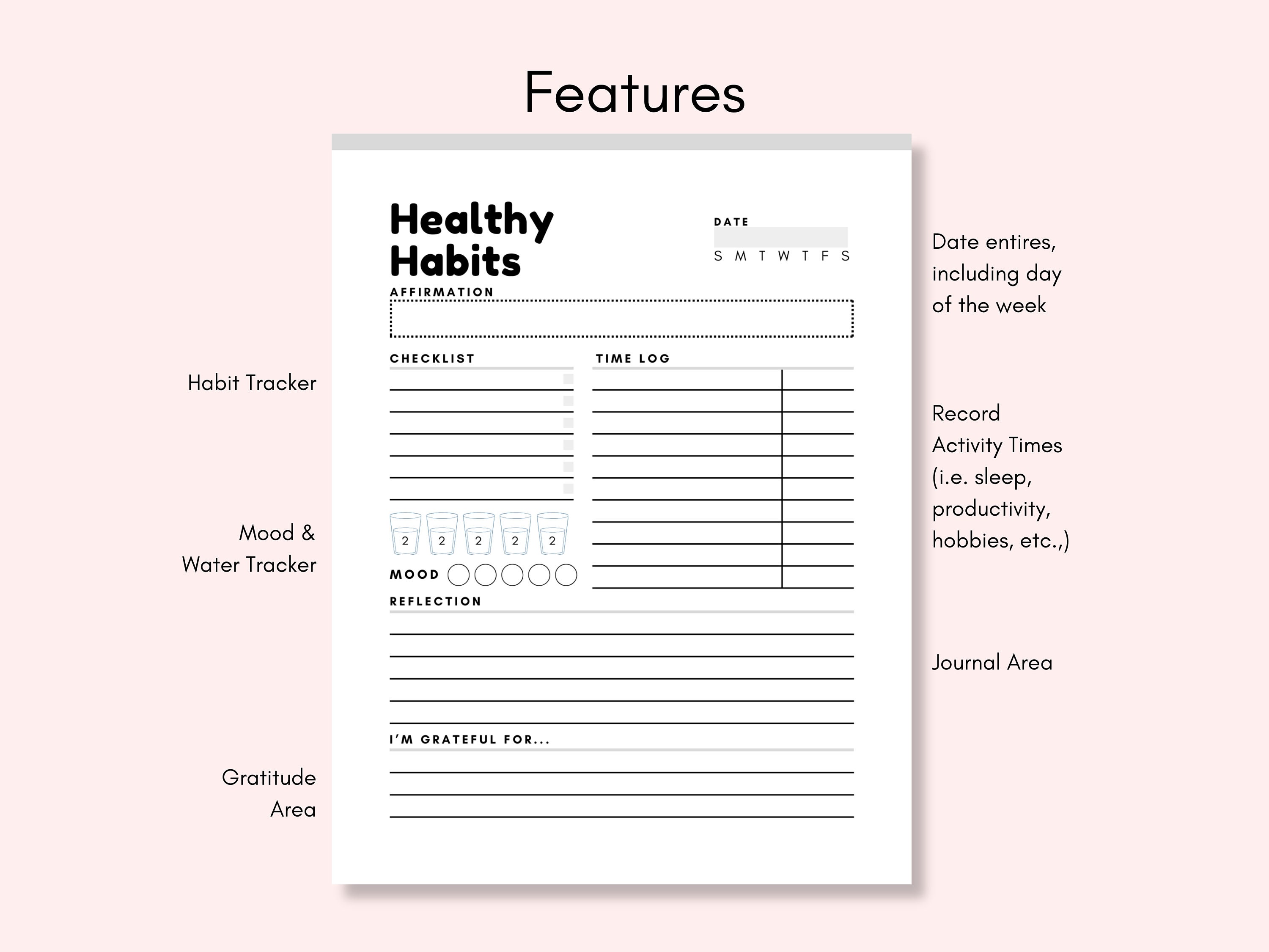 Editable Wellness Journal Template: Canva Self-care Planner (US Letter ...