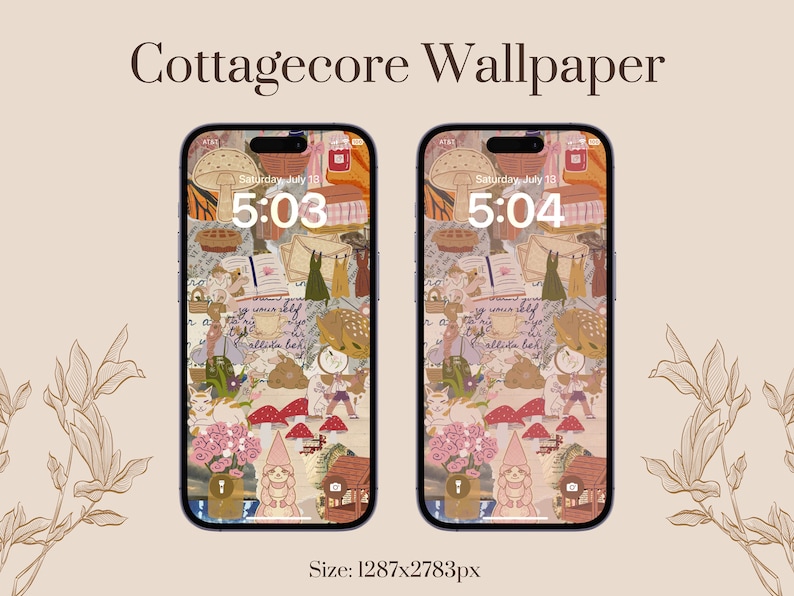 Cottagecore Collage Phone Wallpaper PNG. Scrapbook Lock Screen for ...