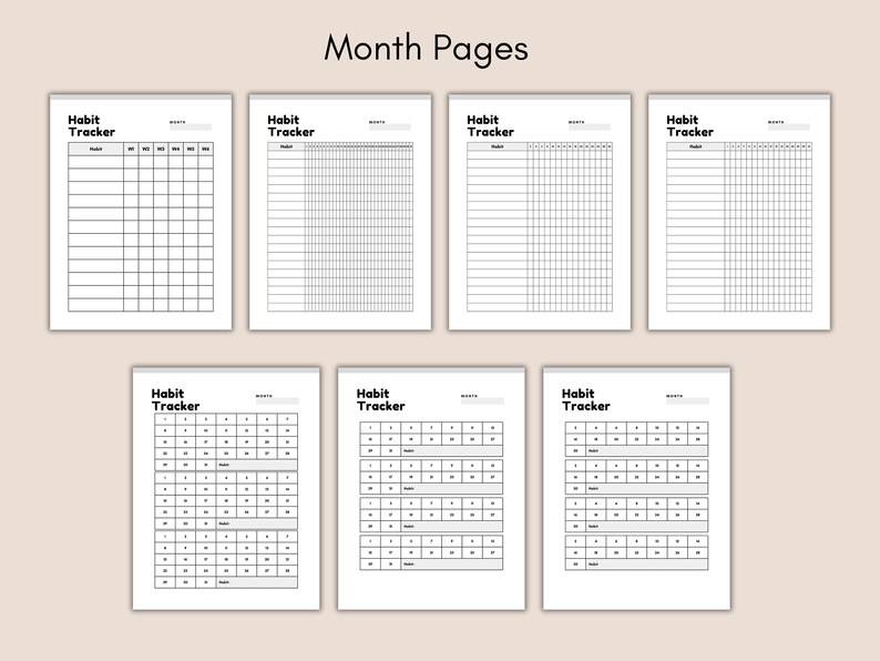 Editable Habit Tracker Printable Bundle. Weekly, Monthly, Yearly ...