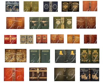 18 Antique and Vintage Printable Miniature Book Covers Set, 1/12 Scale ...