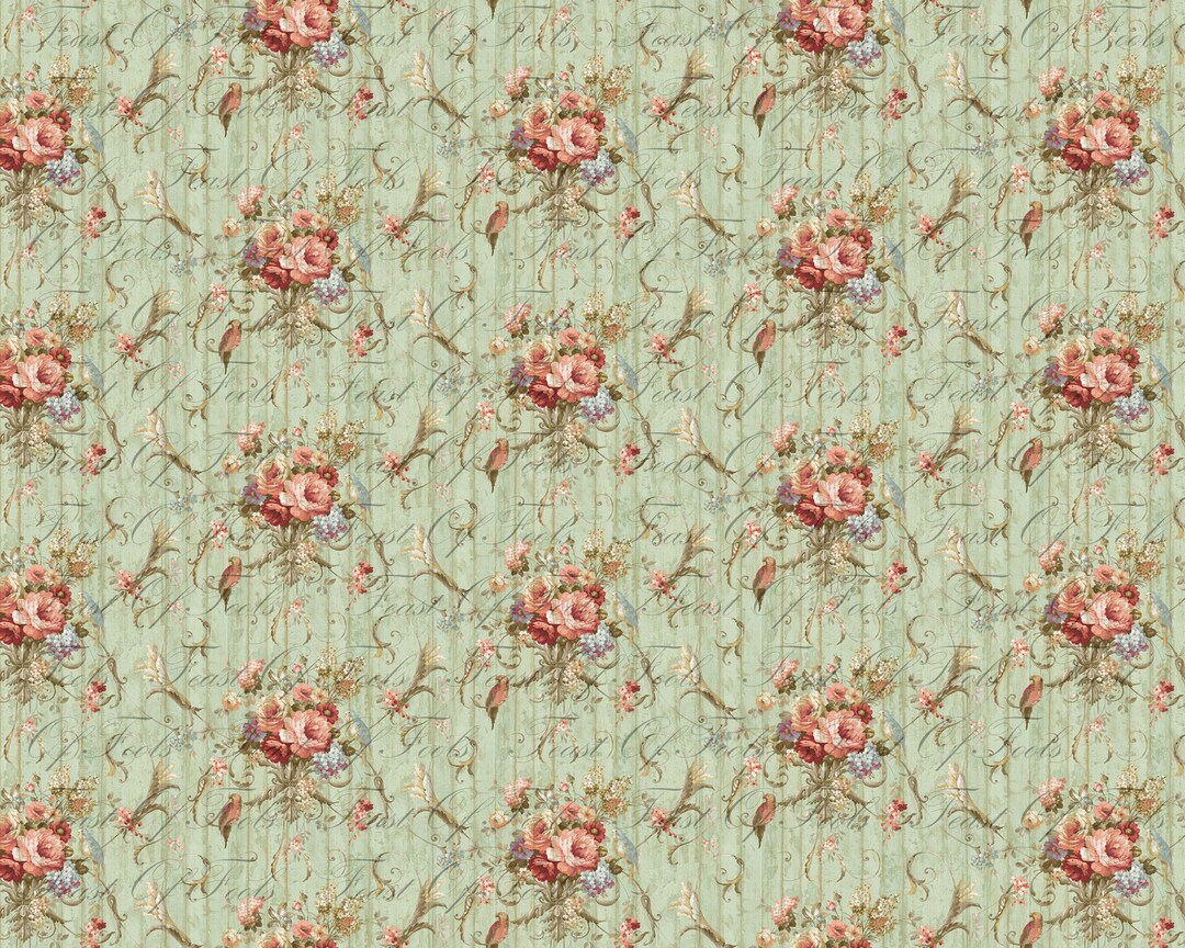 1:12th Rose Patterned Wood Wallpaper or Fun Flooring - Etsy