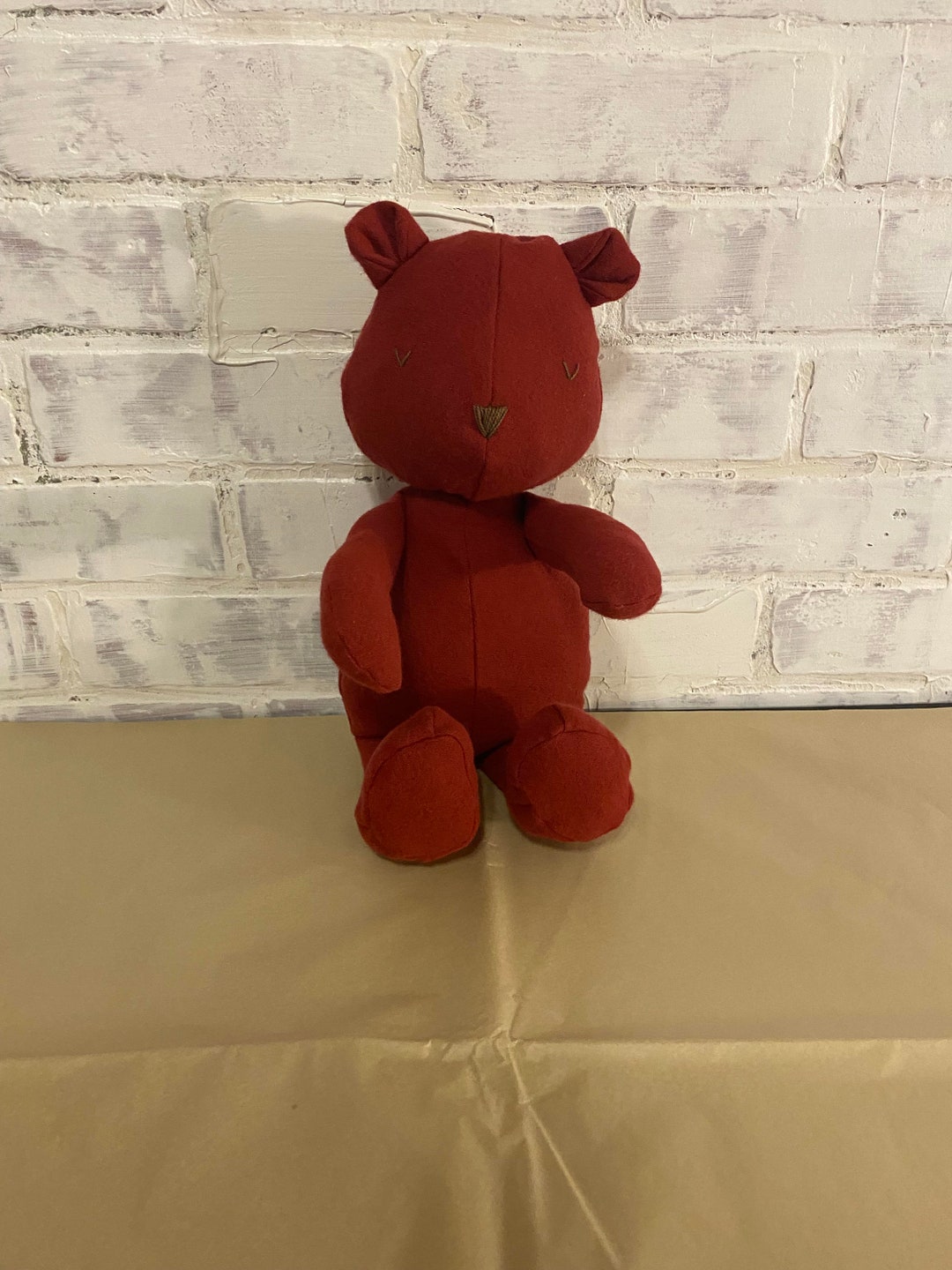 Crimson Red Handmade Organic Cotton Flannel Teddy Bear - Etsy