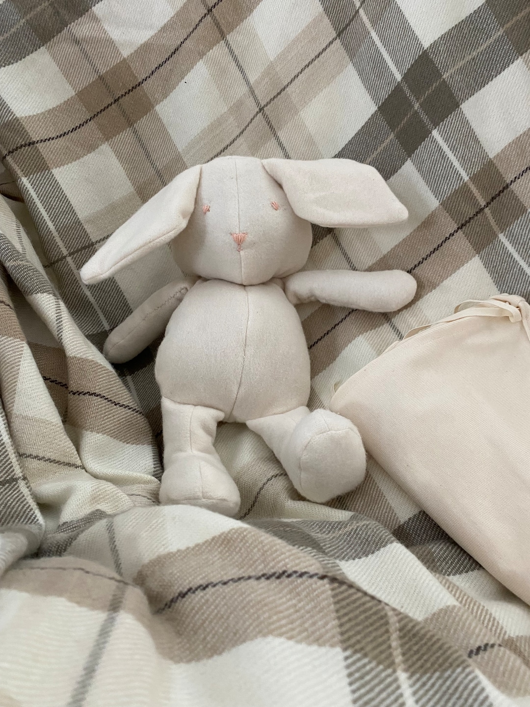 Handmade Organic Cotton Flannel Bunny Doll: Soft Stuffed Animal - Etsy