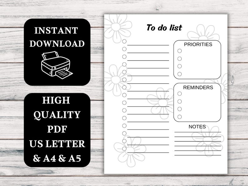 Printable To-do List Organizer | Daily & Weekly Planner | Productivity ...